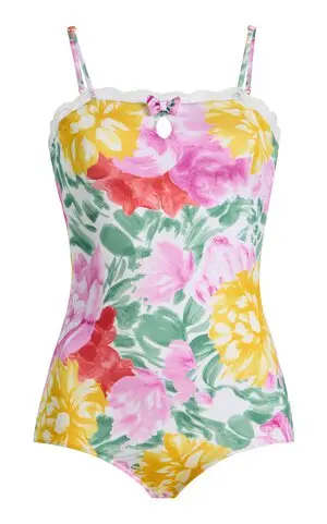 Chloé Floral Print One-piece Swimsuit With Lace Trim - Multi