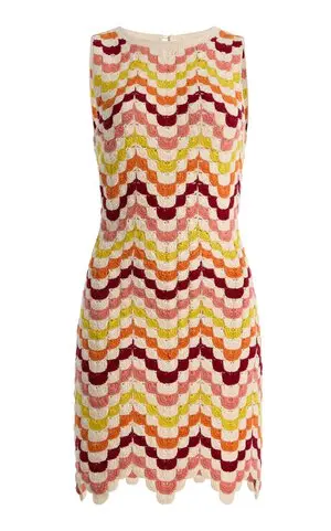 Escvdo Solana Intarsia Cotton Crochet Mini Dress - Multi