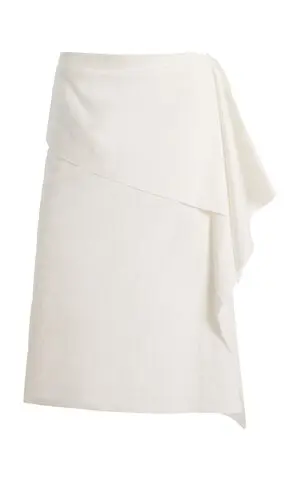 NICCOLO PASQUALETTI Sutura Draped Linen-cotton Midi Skirt - White