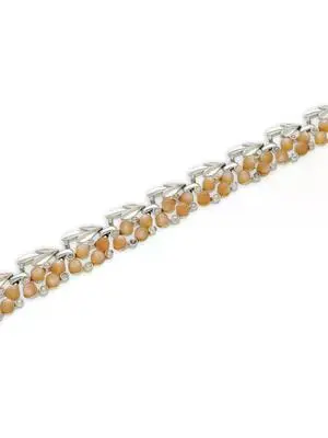Vintage Leaf-motif Beaded Necklace With Crystal Embellishments