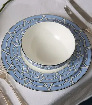 O.W.LONDON Set Of 2 Loop Dessert Plates - Blue