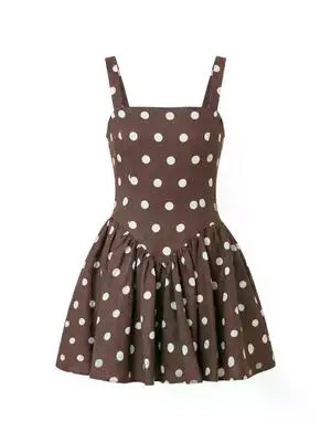 NICHOLAS Vittoria Polka-dot Mini Dress - Brown