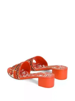 Dolce & Gabbana Majolica-embroidered Nappa Leather Mules - Orange