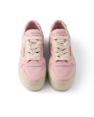 Prada Downtown Bold Re-nylon And Suede Sneakers