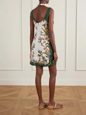 Farm Rio Linen Floral Print Mini Dress