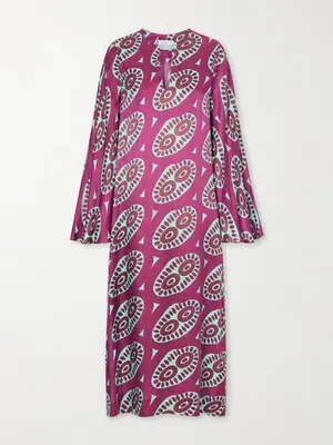 Themis Z Selene" Printed Silk-blend Satin Kaftan - Multi