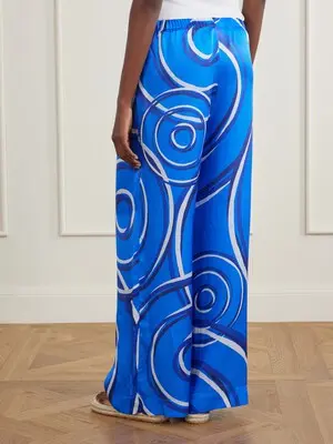 Themis Z Elysia Printed Silk-blend Satin Wide-leg Pants