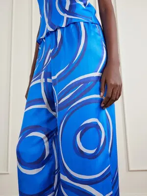 Themis Z Elysia Printed Silk-blend Satin Wide-leg Pants