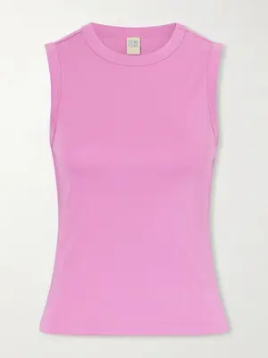 FLORE FLORE Esmé Ribbed Organic Cotton-jersey Tank - Pink