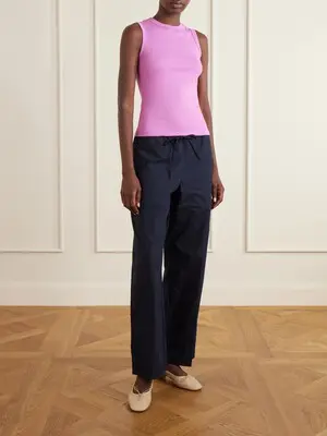 FLORE FLORE Esmé Ribbed Organic Cotton-jersey Tank - Pink