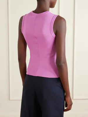 FLORE FLORE Esmé Ribbed Organic Cotton-jersey Tank - Pink