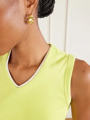 FLORE FLORE Jill Organic Cotton-jersey V-neck Tank Top - Yellow