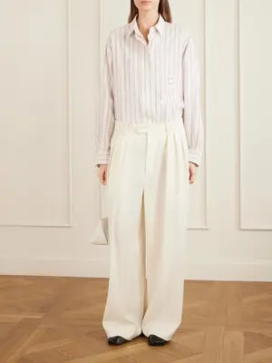Calvin Klein Alexandra Pleated Wide-leg Wool Trousers