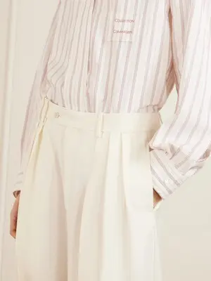 Calvin Klein Alexandra Pleated Wide-leg Wool Trousers
