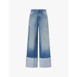 Givenchy Wide-leg Turn-up Denim Jeans - Medium Blue