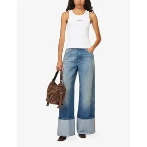 Givenchy Wide-leg Turn-up Denim Jeans - Medium Blue