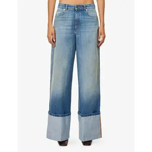 Givenchy Wide-leg Turn-up Denim Jeans - Medium Blue