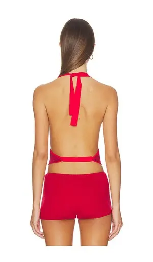 Frankies Bikinis Briar Cloud Knit Halter Top - Red