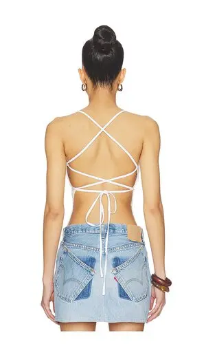 Frankies Bikinis X Jennie Nari Crochet Halter Top - Ivory