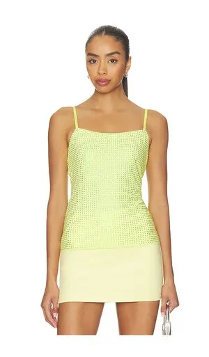 AREA Crystal Hotfix Cami Top - Yellow