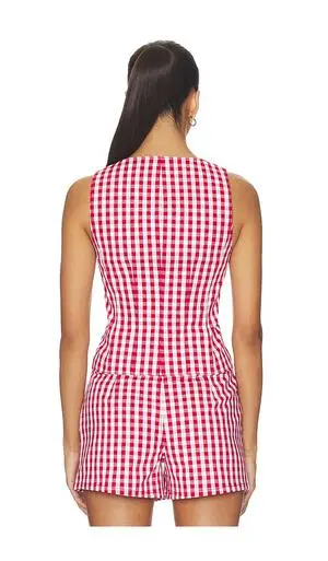 Cinq À Sept Mini Gingham Denim Lovina Top