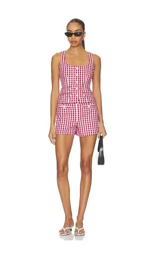 Cinq À Sept Mini Gingham Denim Lovina Top
