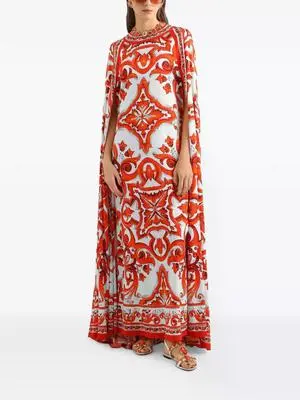 Dolce & Gabbana Majolica Print Charmeuse Maxi Dress