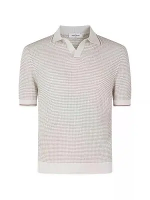 GRAN SASSO Waffle-knit Tipped Polo Shirt