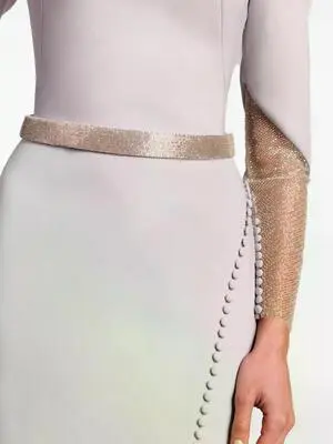 GATTINOLLI BY MARWAN Off-the-shoulder Mermaid Gown With Crystal Embellishments And Side Slit