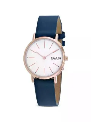 Skagen Signatur 30mm Watch With Dial And Blue Leather Strap - White