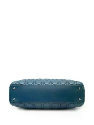 Dior Lambskin Cannage Soft Zipped Lady Shopping Tote Bag - Blue