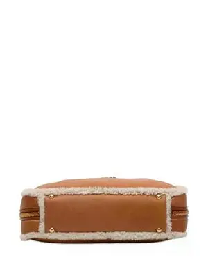 Miu Miu Shearling Trimmed Calfskin Logo Shoulder Bag