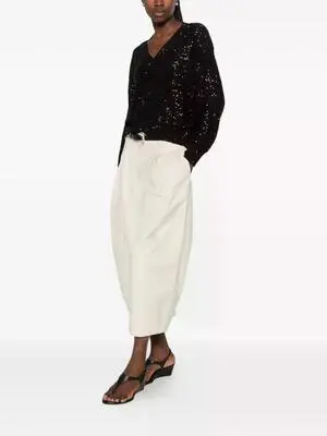 Brunello Cucinelli Sequin Embellished V-neck Sweater