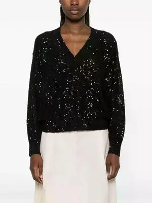 Brunello Cucinelli Sequin Embellished V-neck Sweater