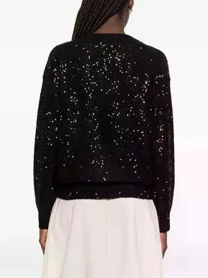 Brunello Cucinelli Sequin Embellished V-neck Sweater