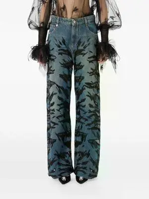 Blumarine Embellished Belted Wide-leg Jeans