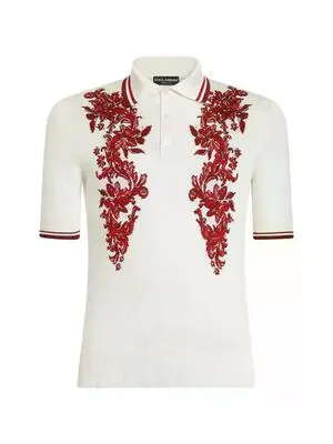 Dolce & Gabbana Silk Polo Shirt With Intarsia And Jacquard