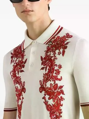 Dolce & Gabbana Silk Polo Shirt With Intarsia And Jacquard