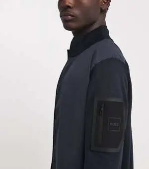 BOSS Knitted-trim Hybrid Jacket - Blue