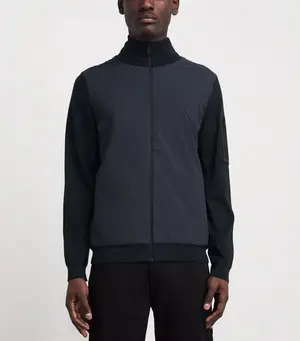 BOSS Knitted-trim Hybrid Jacket - Blue