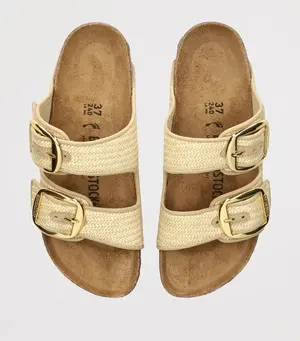 BIRKENSTOCK Raffia Arizona Buckled Sandals - Ivory