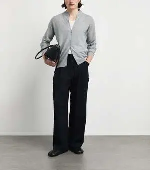 John Smedley Merino Wool Textured Zip-up Cardigan