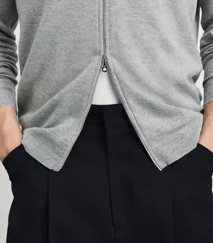 John Smedley Merino Wool Textured Zip-up Cardigan
