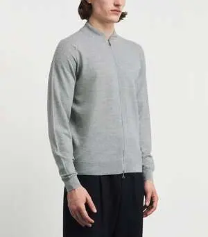 John Smedley Merino Wool Textured Zip-up Cardigan