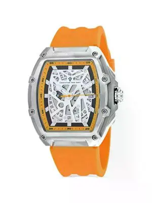 CHRISTIAN VAN SANT Odyssey Skeleton Dial Tonneau Watch - Silver