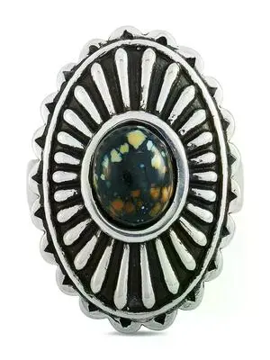 KING BABY STUDIO Sterling Turquoise Starburst Concho Ring - Silver