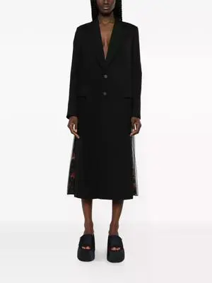 QUETSCHE Floral Print Tulle Panel Coat