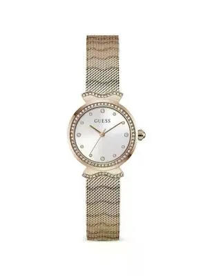 Guess Round-face Watch With Mesh Bracelet - Silver