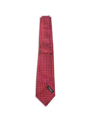 Kiton Geometric Print Silk Neck Tie - Red