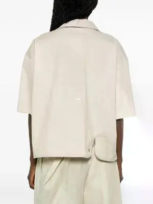 Issey Miyake Beige Spread Collar Zip-fastening Hem Top